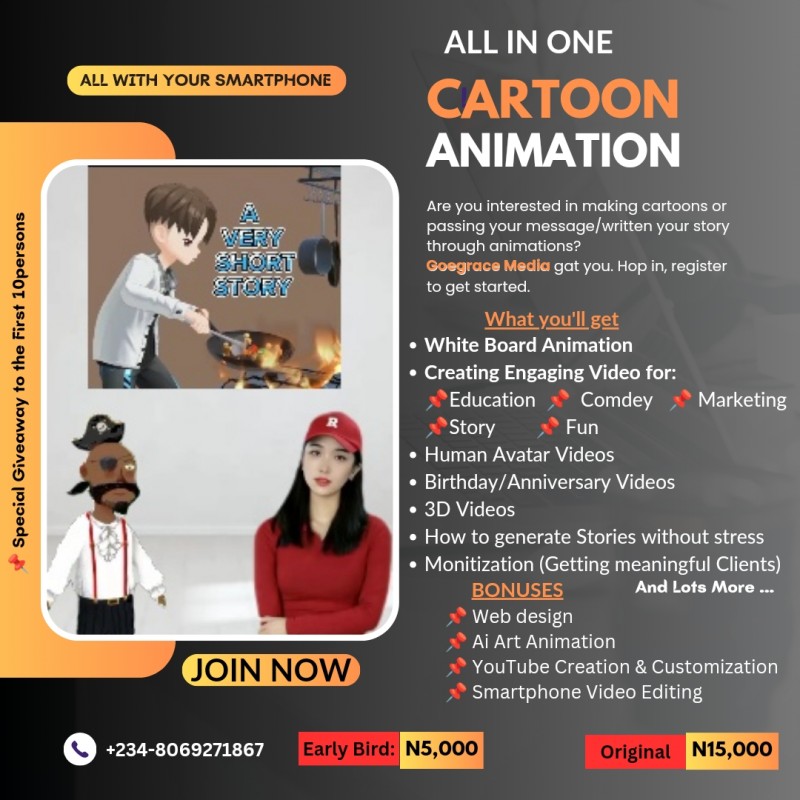 Get Cartoon Creation Class by Emmanuel Grace on Selar