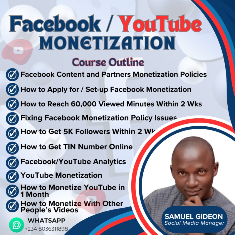 Buy Cohort 4 Facebook and YouTube Monetization Masterclass by Samuel Gideon Stephen on Selar