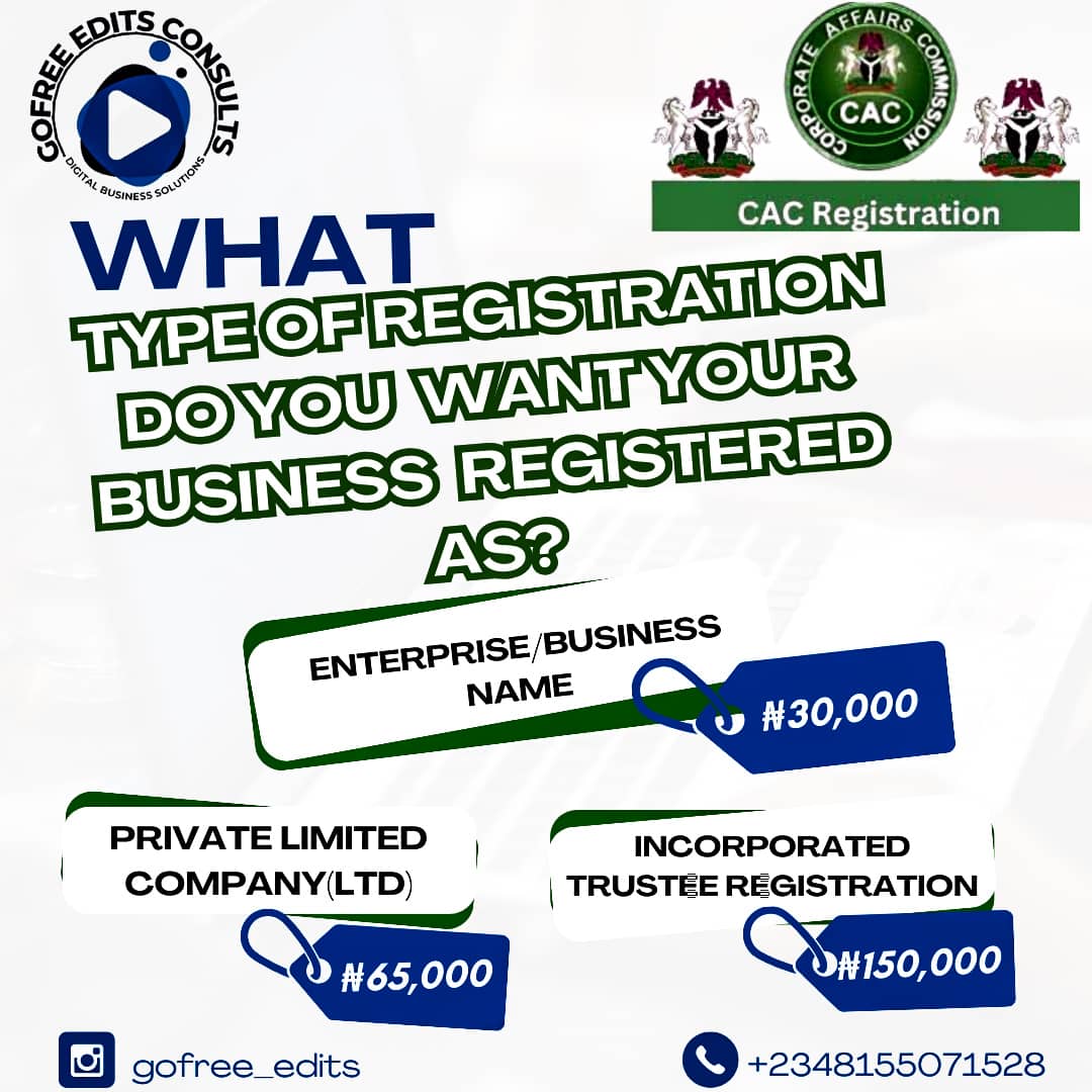 Buy BUSINESS NAME REGISTRATION WITH CAC by Gofree Edits Consults on Selar