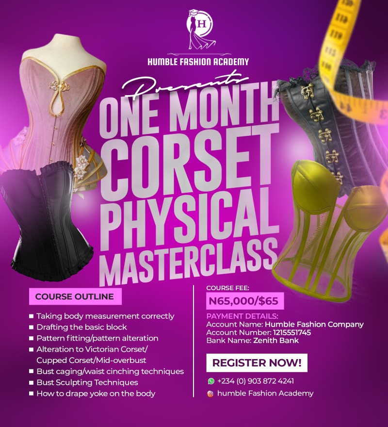 Buy 4 WEEKS PHYSICAL CORSET MASTERCLASS by Humble Fashion Academy on Selar