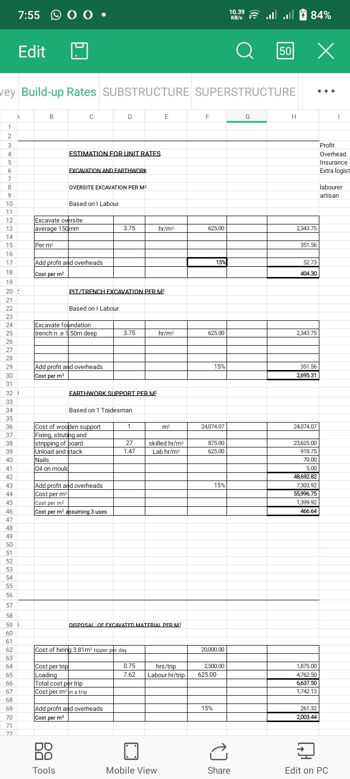 Buy Excel Template- Unit rate,Take Off,BoQ,Material & Labour Schedule.xlsx by DM on Selar