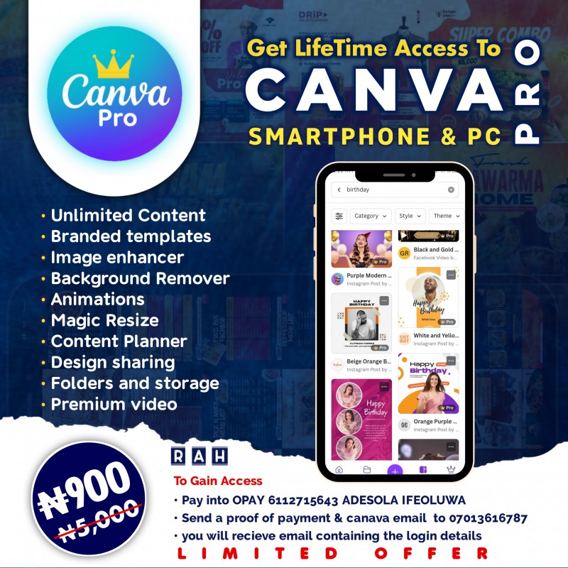 Buy CANVA PRO Lifetime Access by Ifeoluwa Adesola (Mr. Regnant) on Selar