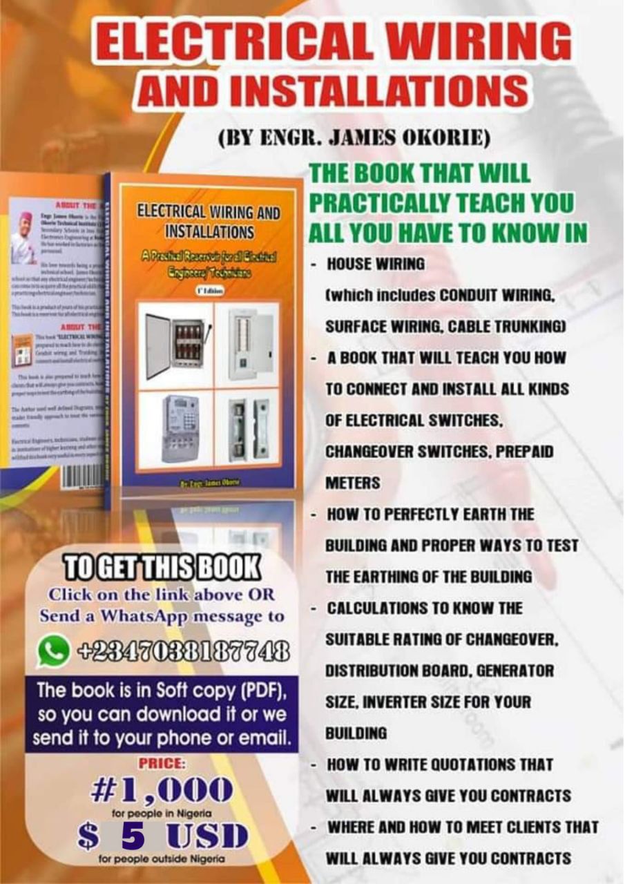 Buy ELECTRICAL WIRING AND INSTALLATIONS by JAMES OKORIE TECHNICAL INSTITUTE on Selar