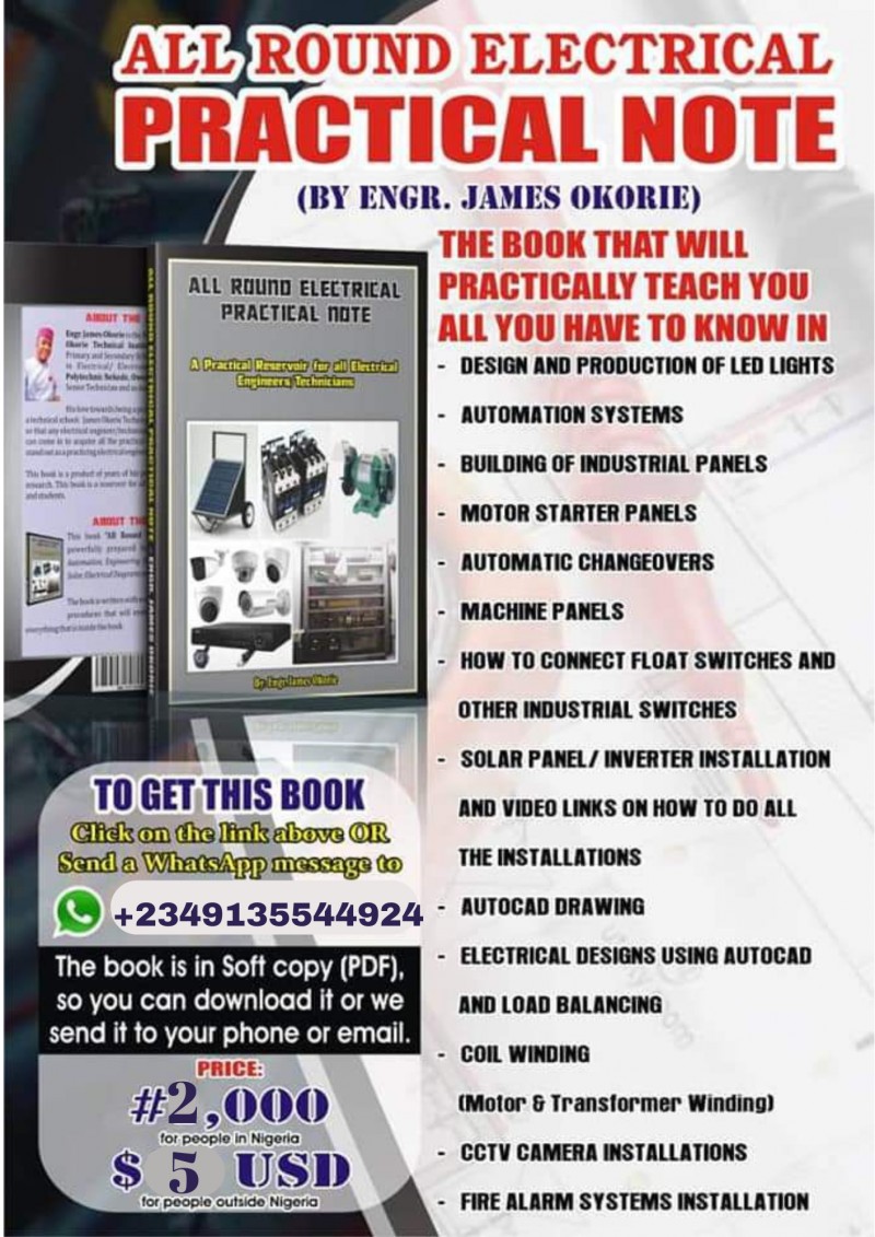 Buy ALL ROUND ELECTRICAL PRACTICAL NOTE ( PDF BOOK ). by JAMES OKORIE TECHNICAL INSTITUTE on Selar