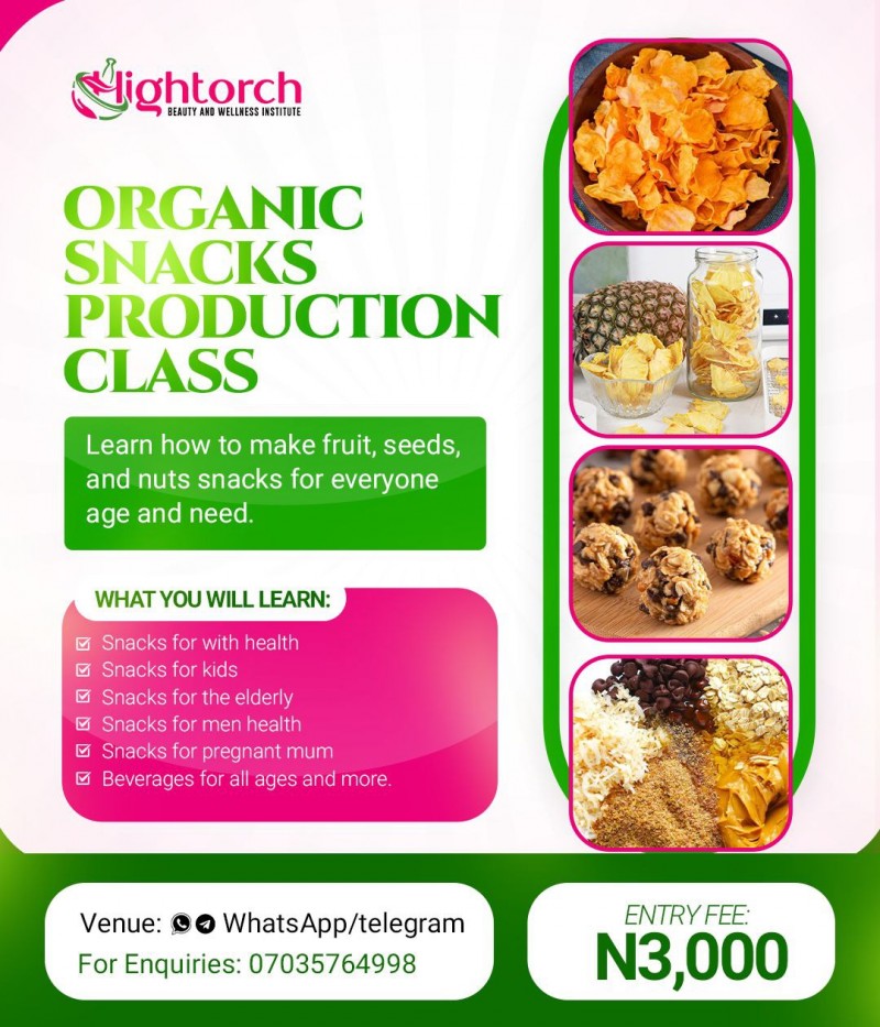 Buy ORGANIC SNACKS PRODUCTION CLASS:This course is designed to teach you how to make a variety ...