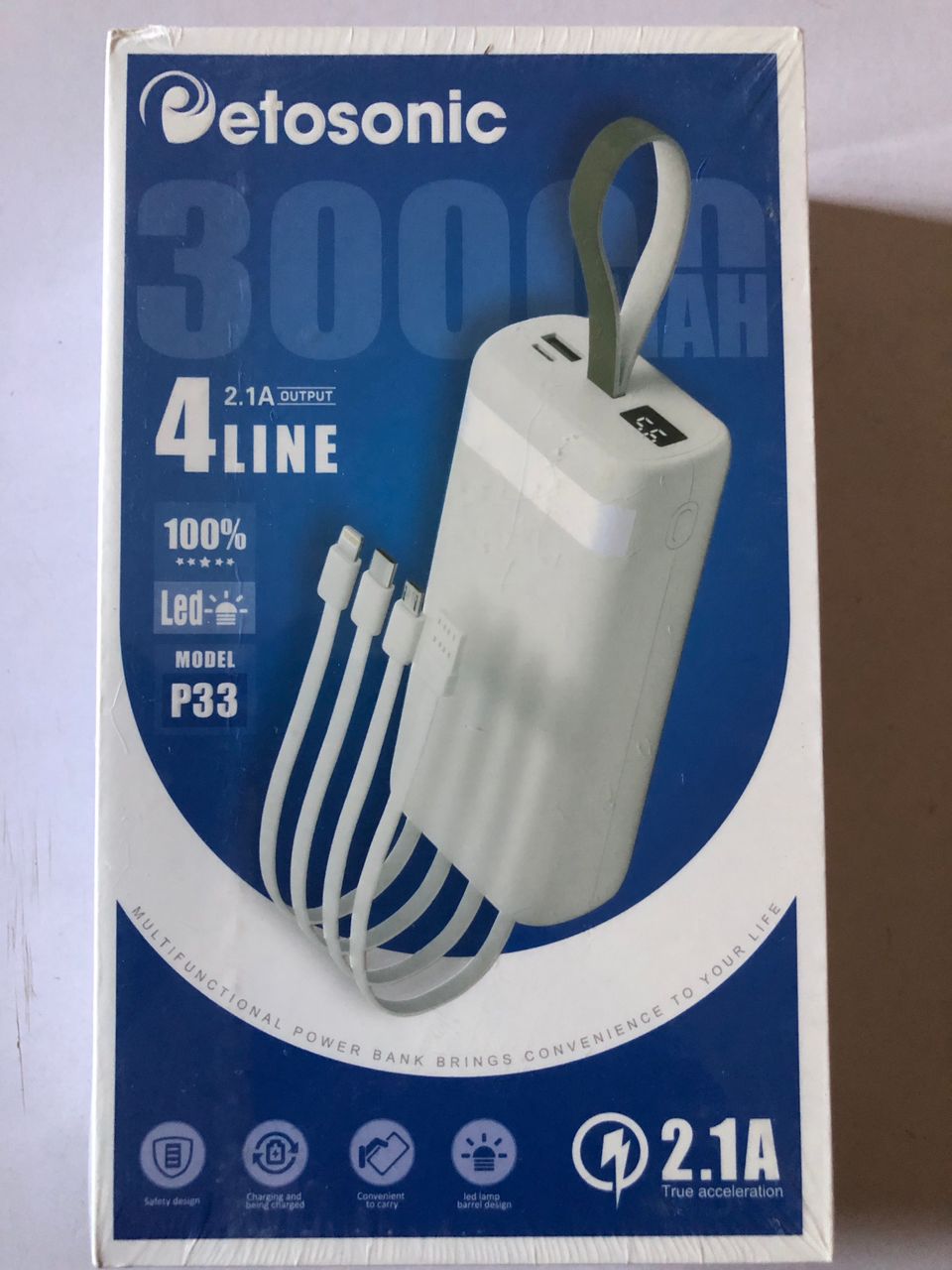 Buy Estosonic 30,000MAH High Capacity Power Bank with Built-in Charging Cables for Android ...