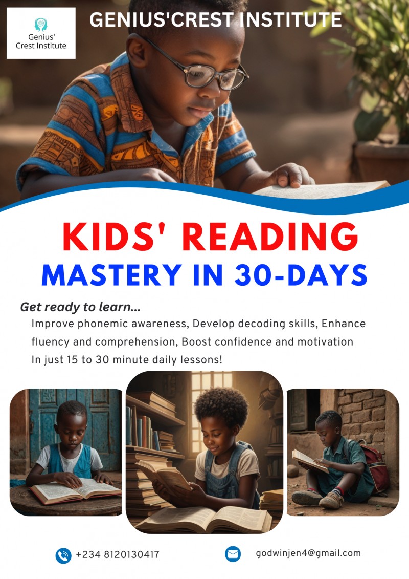 Buy KIDS' READING MASTERY IN 30-DAYS WEBINAR by Genius' Crest Institute ...