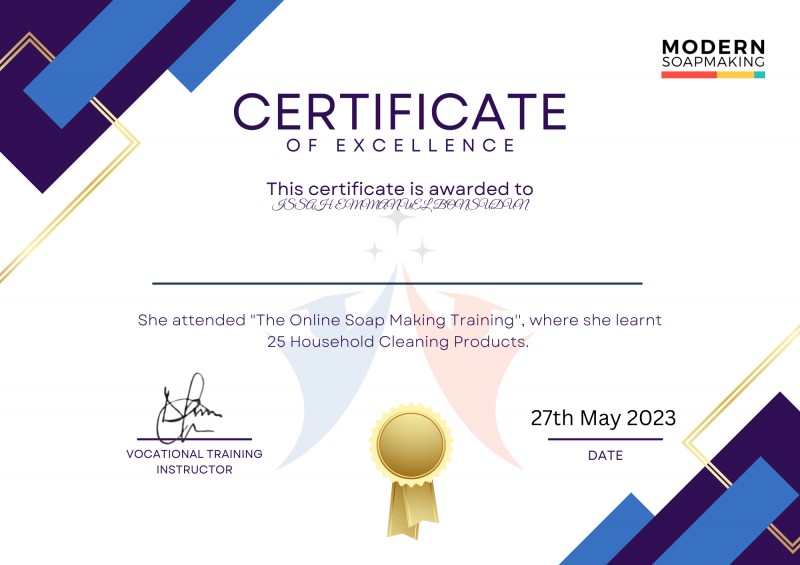 Buy Modern Soap Training Certificate by Modern Soap Trainings on Selar