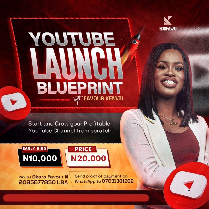 Buy YouTube Launch Blueprint Training by Favour Kemjii Okoro on Selar
