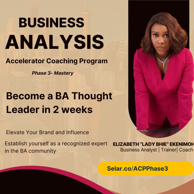 Buy Business Analysis Accelerator Coaching Program- Phase 3 Mastery by Lady Bhie on Selar