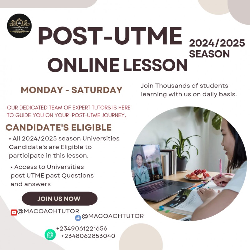Get Ace Your Post UTME with Free Online Lessons by MA COACH on Selar