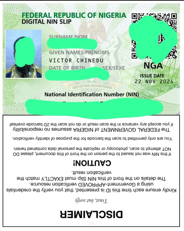 Buy NIN PREMIUM IDENTITY CARD by Meekychild Online Store on Selar
