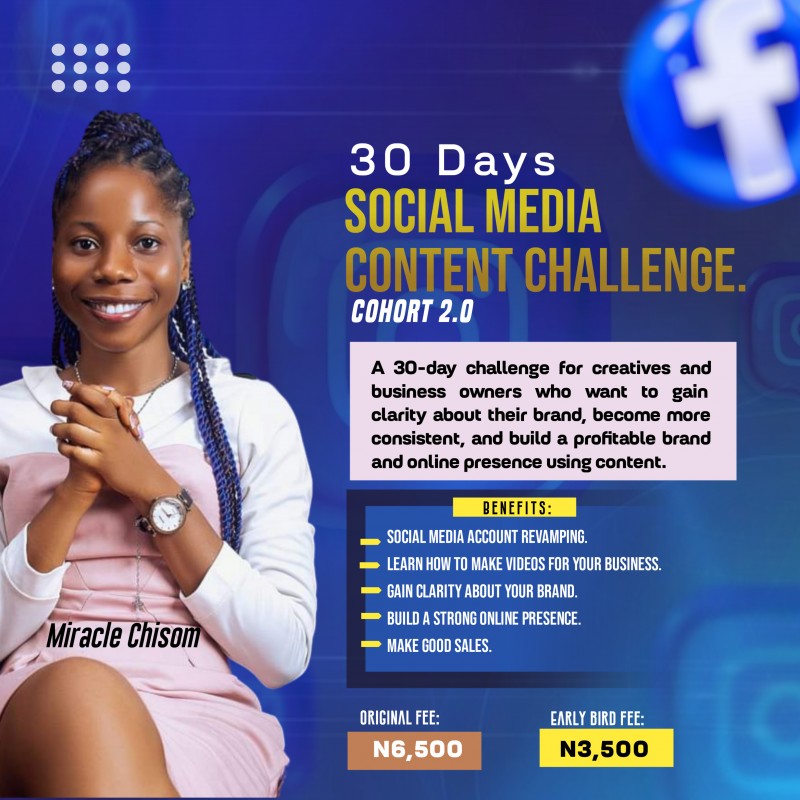 Buy 30 DAYS SOCIAL MEDIA CONTENT CHALLENGE by Godwin Miracle Chisom on Selar.co