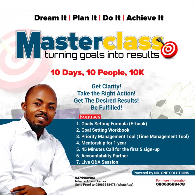 Buy Master Class: Turning Your Goal Into Results by ND-ONE SOLUTIONS on ...