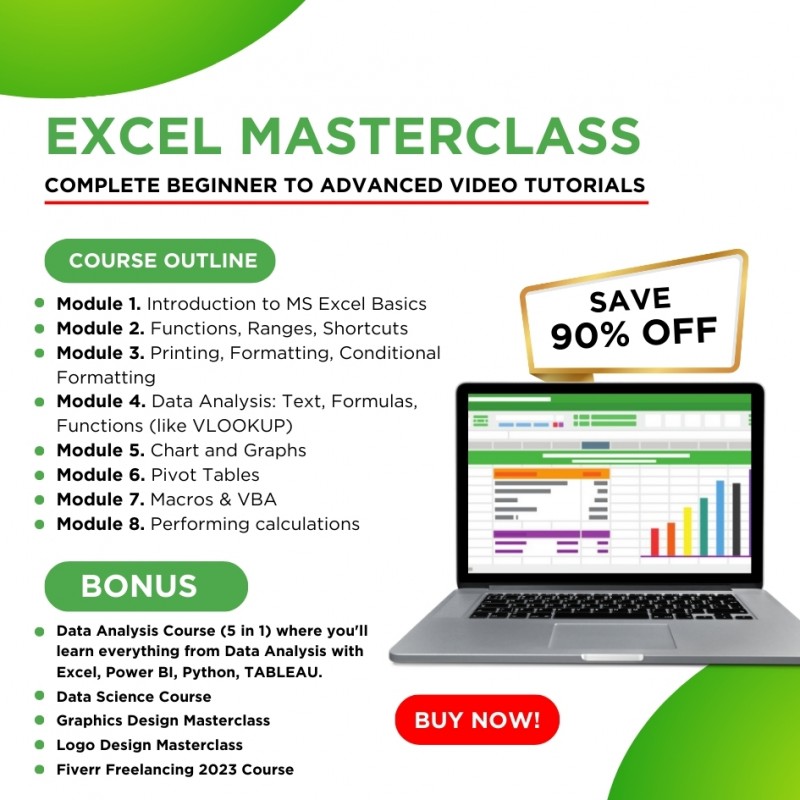 Buy EXCEL MASTERCLASS (COMPLETE EDITION) Unlock the Power of MS Excel by NI Media on Selar