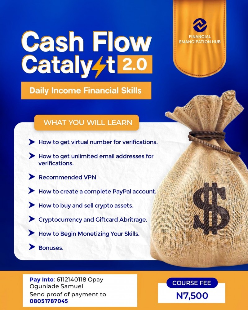 Buy Cash Flow Catalyst 2.0 (Daily Income Financial Skills) PayPal Creation Skill.... by NAIJA ...