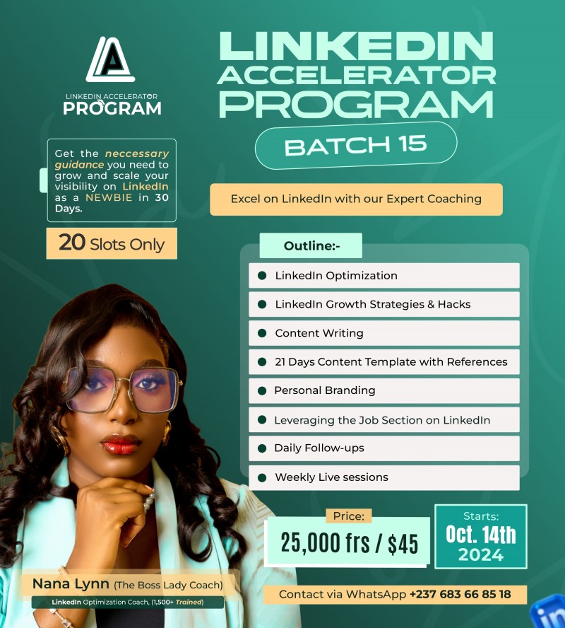 Buy 30 DAYS LINKEDIN ACCELERATOR PROGRAM by Tchoungong Nana Lynn Rodiane on Selar