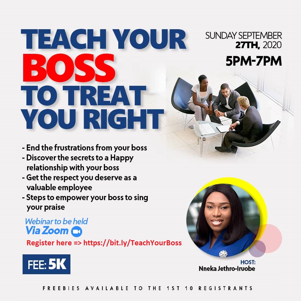 Buy WEBINAR REPLAY - TEACH YOUR BOSS TO TREAT YOU RIGHT by Nneka Jethro ...