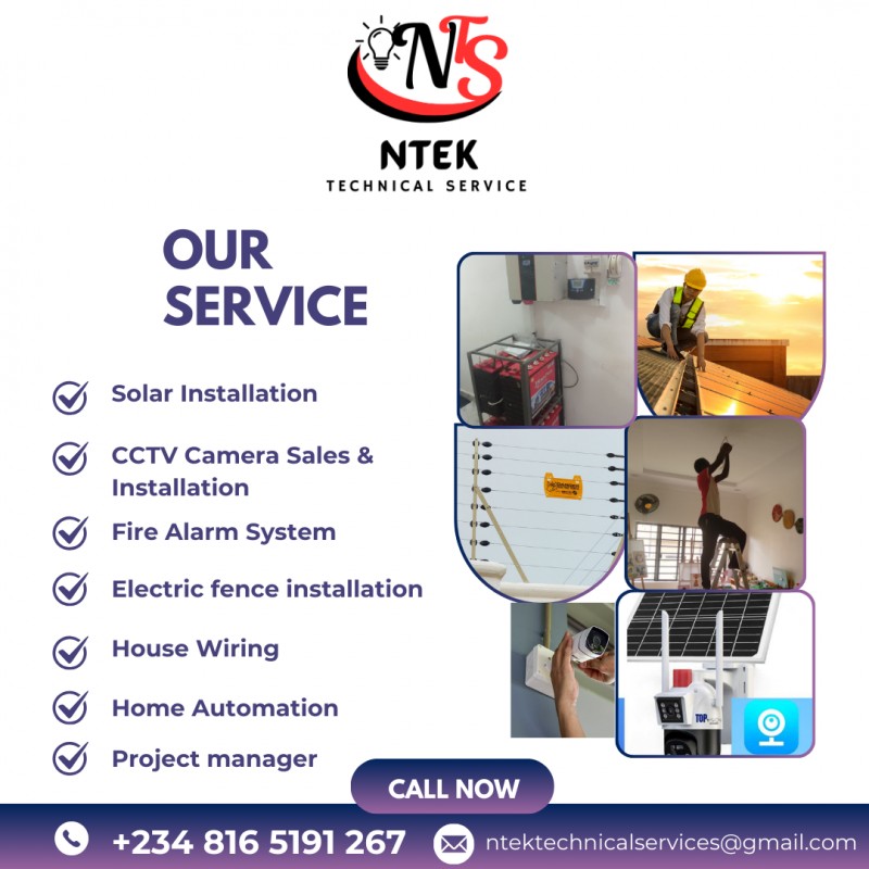 Get Solar Installation and CCTV Camera Sales by Ntek Services on Selar