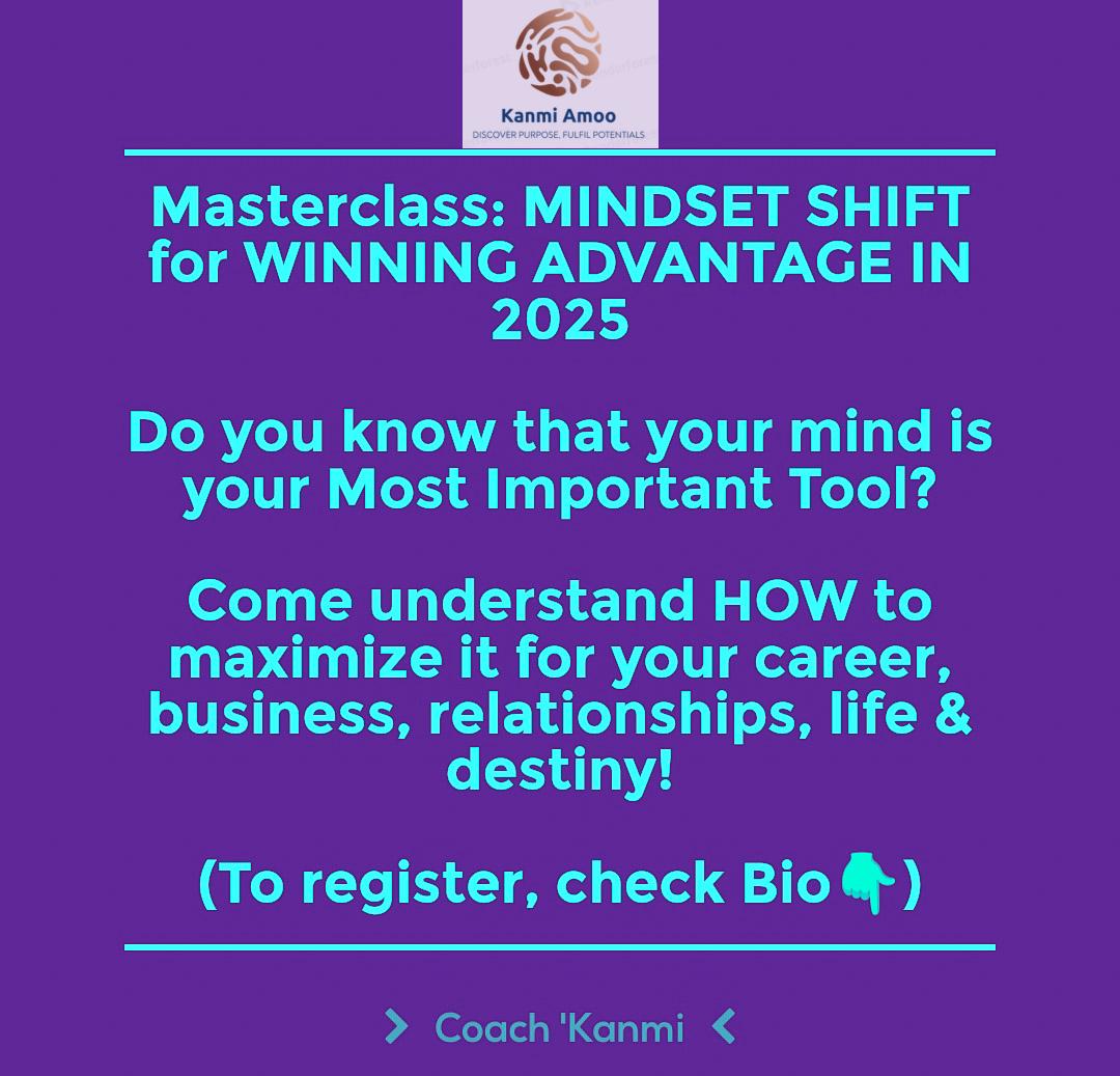 Buy MASTERCLASS: MINDSET SHIFT For WINNING ADVANTAGE IN H2-2025 #1 by Olakanmi Amoo-Onidundu on ...