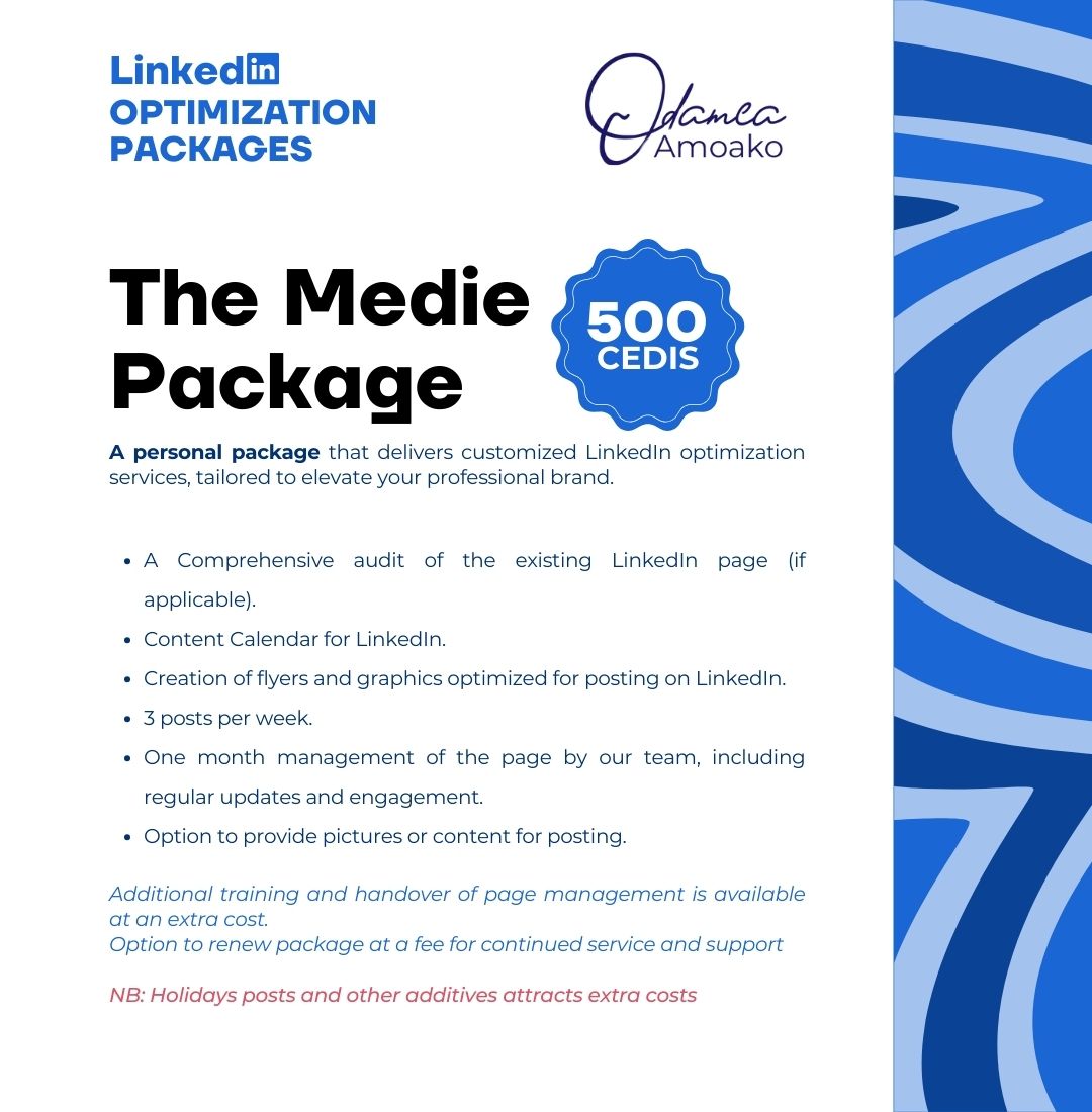 Buy LinkedIn Medie (Personal) Package by Amma Odamea Amoako on Selar