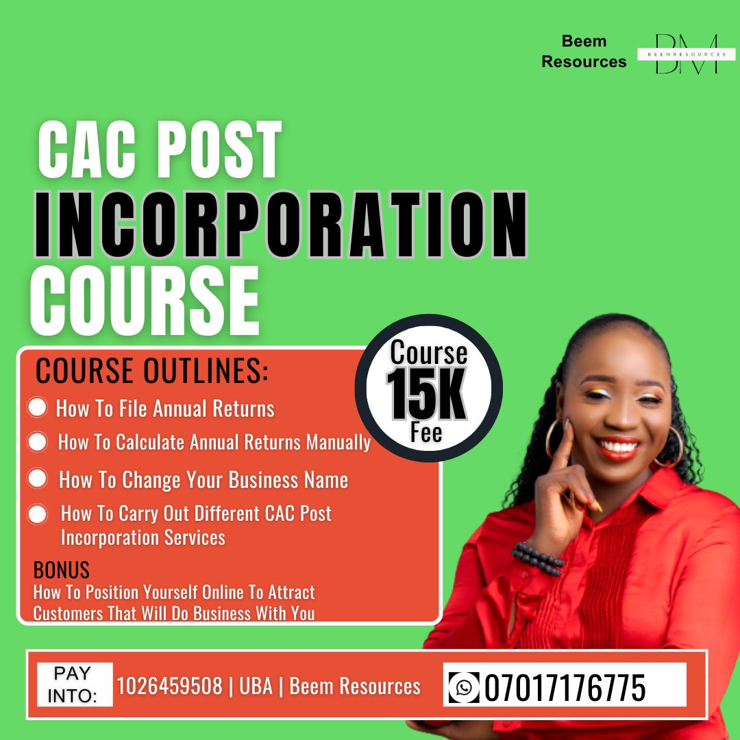 Buy CAC POST INCORPORATION COURSE by Olayinka Awoyemi on Selar