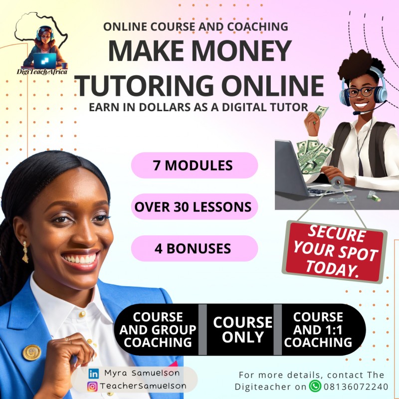 Buy Make Money Tutoring Online Course And Group Coaching by Onyinye Myra Samuelson on Selar