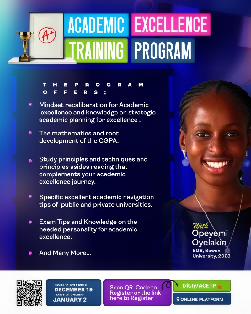 Buy 1 week Academic Excellence Training Program by Oyelakin Opeyemi on ...