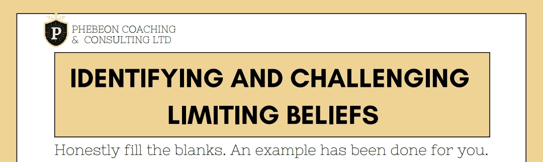 Buy LIMITING BELIEFS WORKSHEET by Phebe Christian on Selar