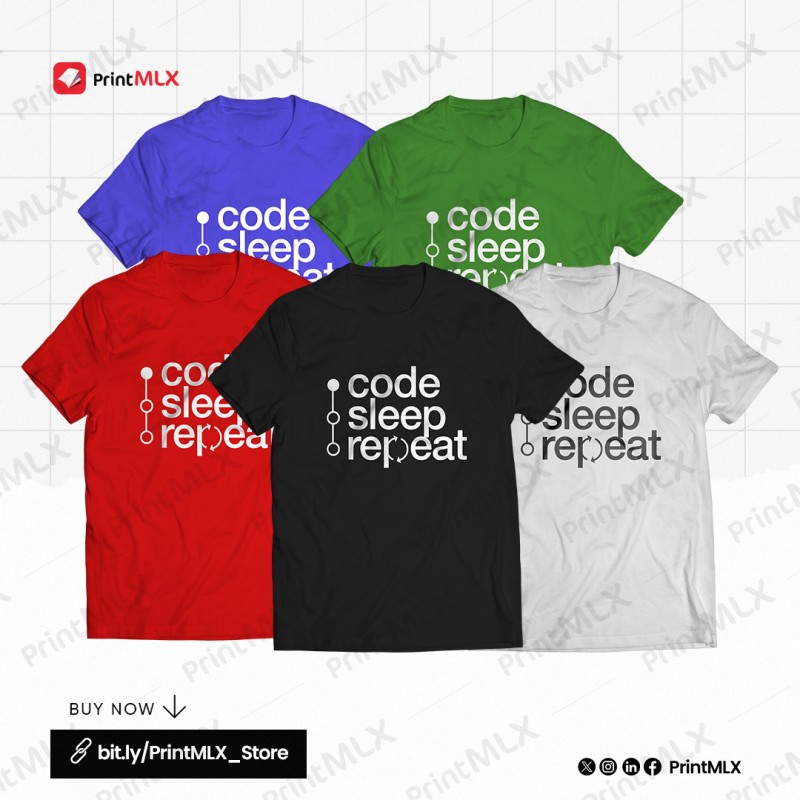 Buy Code Sleep Repeat T-Shirt by PrintMLX on Selar
