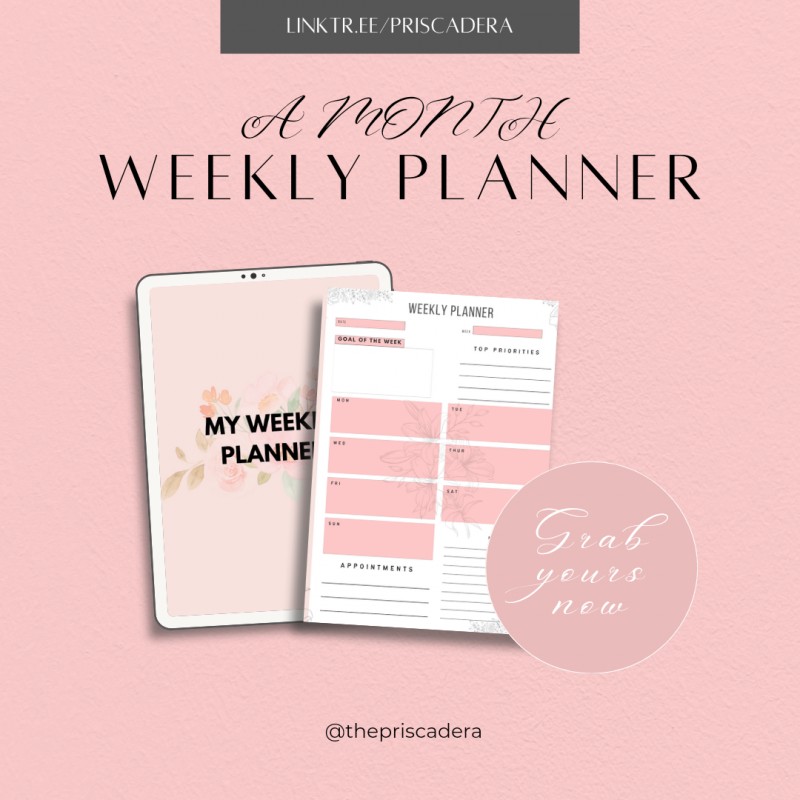 Buy My Weekly Planner (28 days planner) by Prisca Dera on Selar