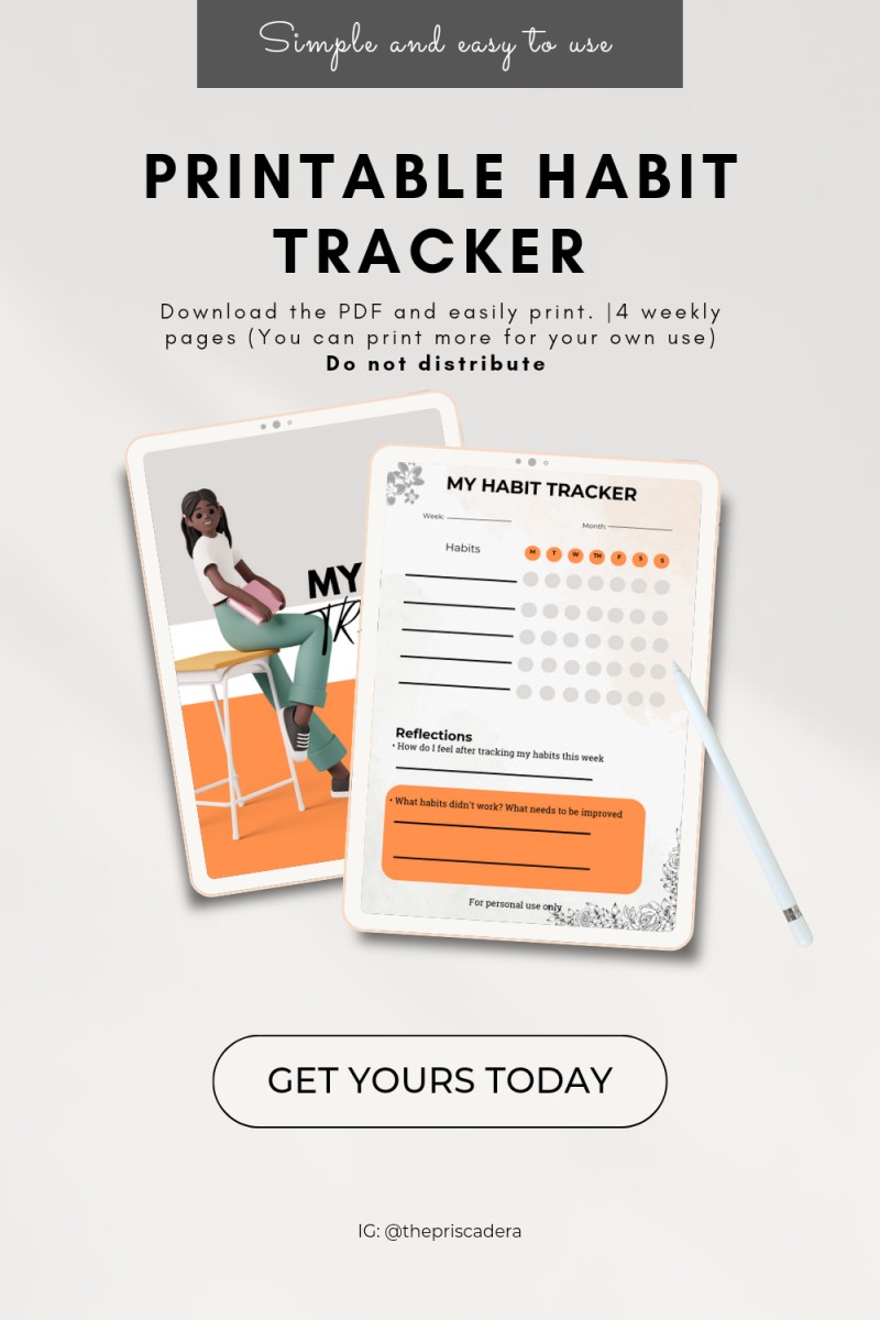 Buy Printable Daily Habit Tracker by Prisca Dera on Selar