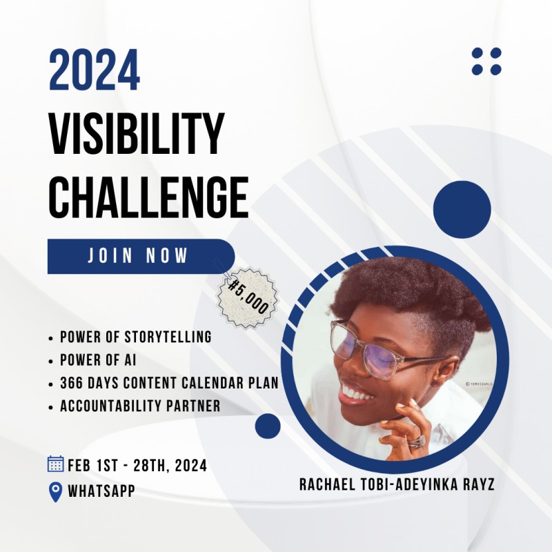 Buy 2024 VISIBILITY CHALLENGE WITH RAYZ by Rachael Tobi-Adeyinka on Selar.co