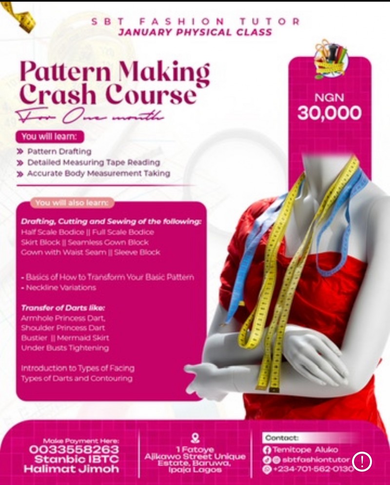 Buy Pattern Making Crash course by Aluko Temitope on Selar