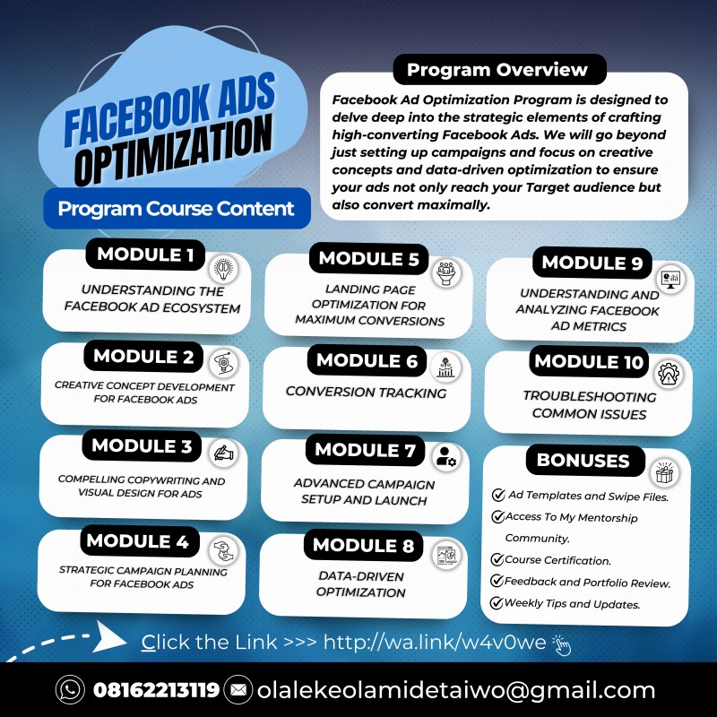 Buy FACEBOOK AD OPTIMIZATION PROGRAM {FAOP} by Taiwo Olaleke Olamide on Selar