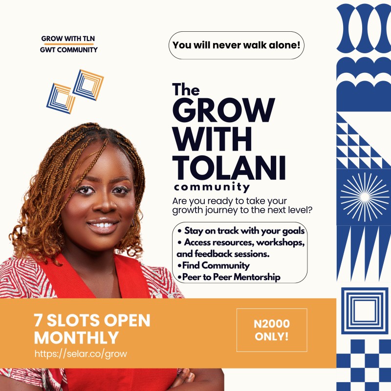 Buy Grow with Tolani (GWT) Community Ticket by Tolani Olawore on Selar