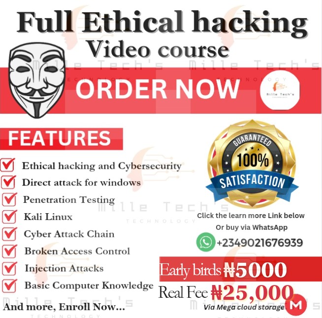 Buy Full Ethical Hacking Video Course by Mille Tech's on Selar