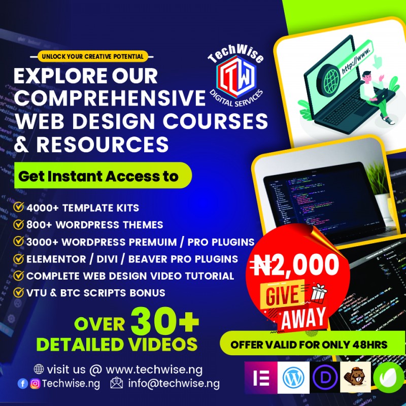 Buy WEB DESIGN COURSES & RESOURCES by TECHWISE DIGITAL SERVICES on Selar