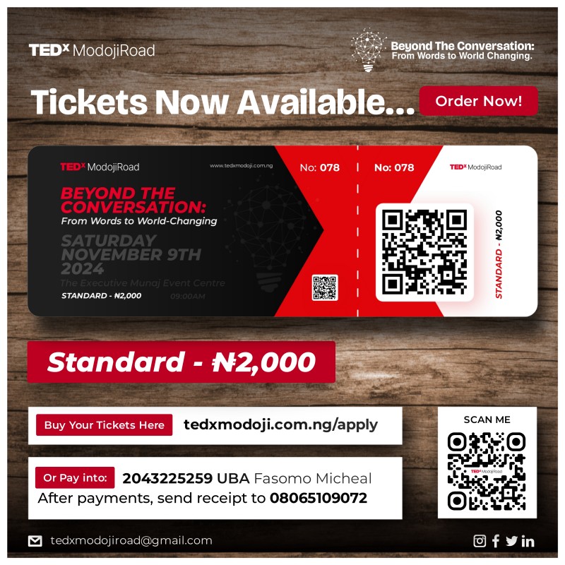 Buy Standard Ticket by TEDX MODOJI on Selar