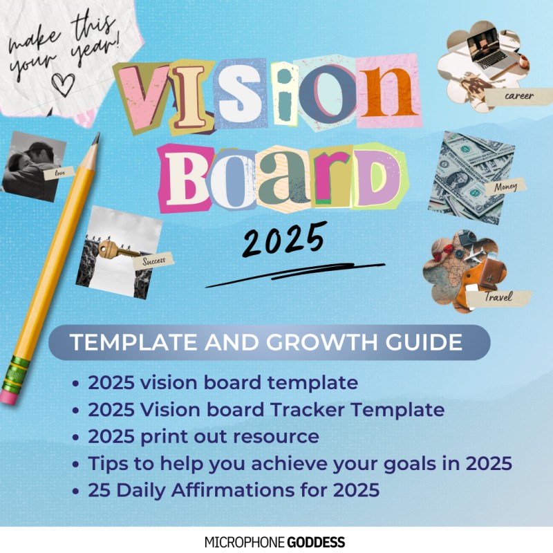 Buy 2025 Vision Board Template and Growth Tracker by Becky Jona on Selar