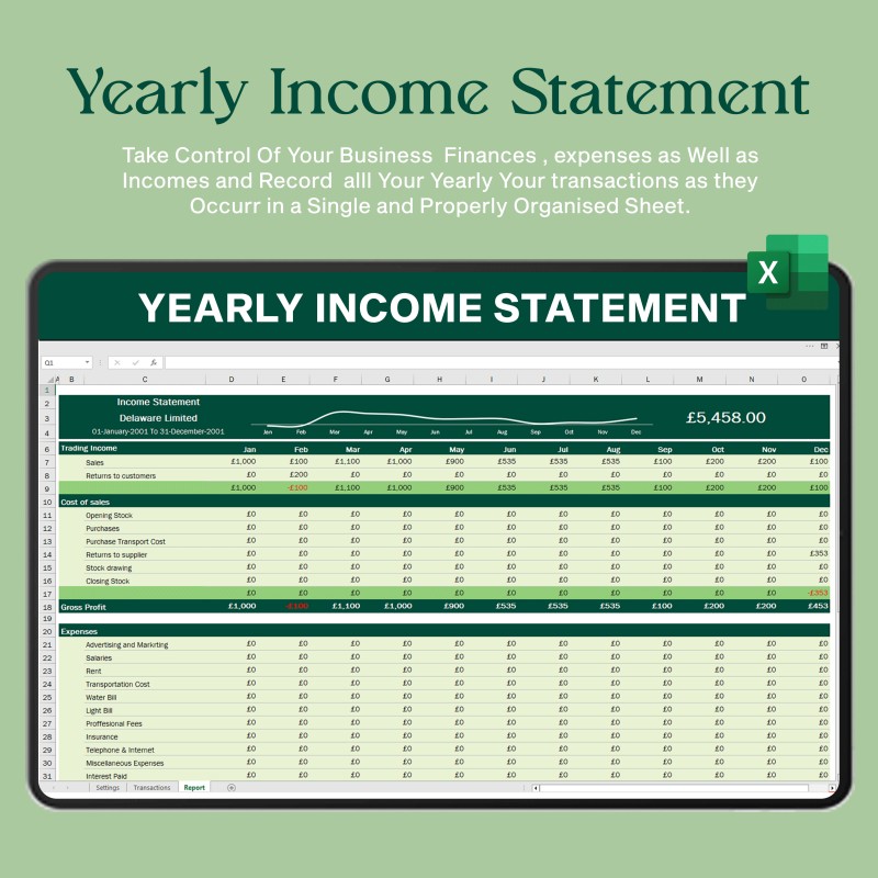 Buy Yearly Income Statement by The excel store on Selar.co