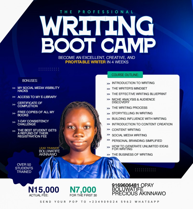 Buy THE PROFESSIONAL WRITING BOOTCAMP by Boluwatife Akinnawo on Selar