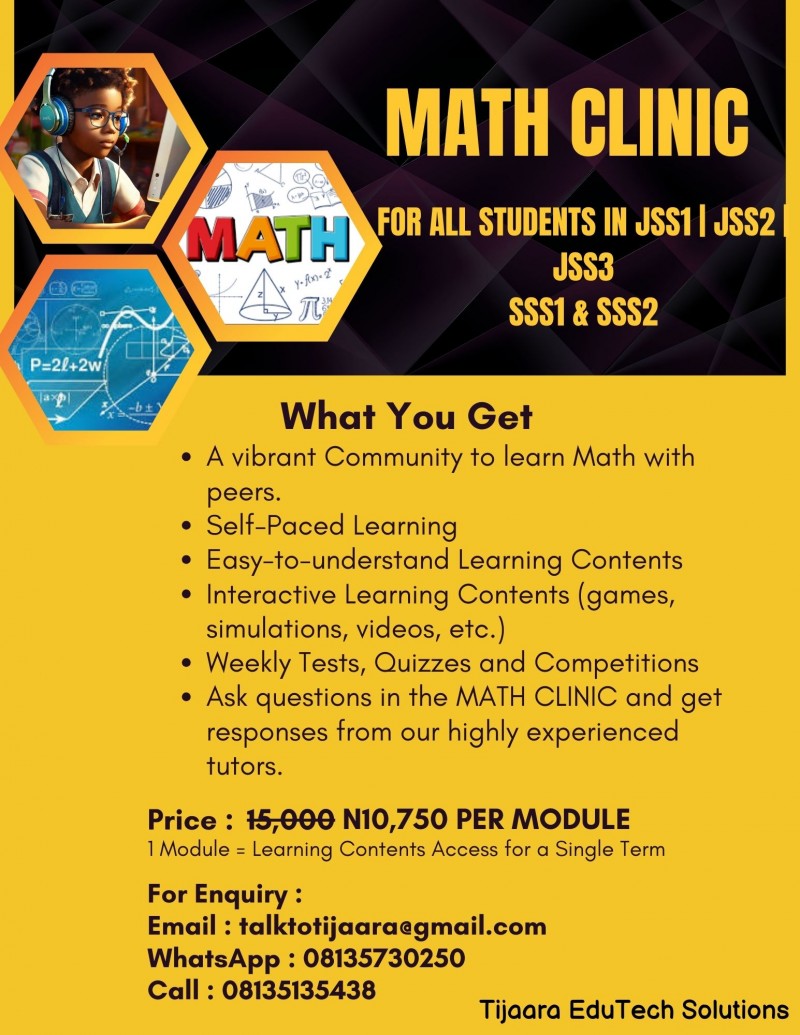 Buy MATH CLINIC by Tijaara Digital Store on Selar