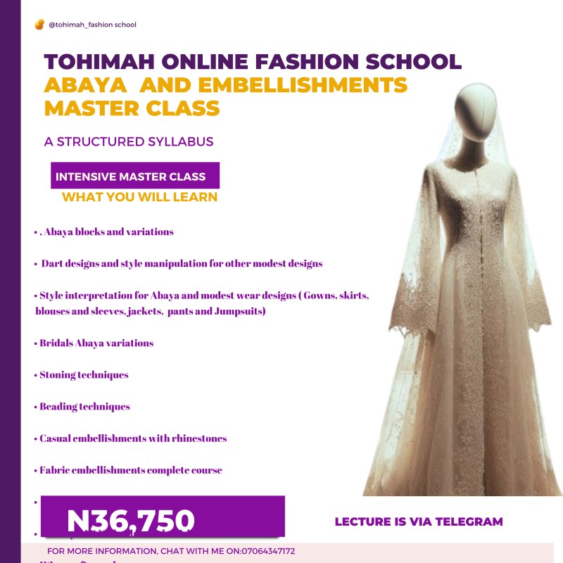 Buy FLEX ABAYA AND EMBELLISHMENTS MASTER CLASS by Rahimah Ibrahim on Selar