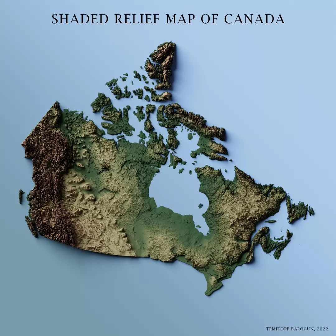 Buy Shaded Relief Map Of Canada by Balogun Temitope on Selar