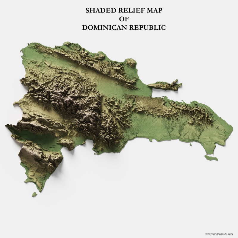 Buy Shaded Relief Map Of Dominican Republic by Balogun Temitope on Selar