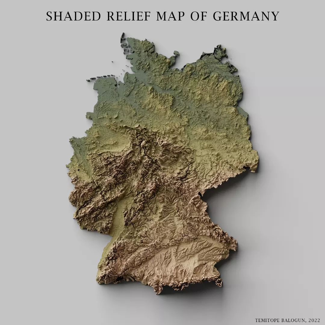 Buy Shaded Relief Map Of Germany by Balogun Temitope on Selar