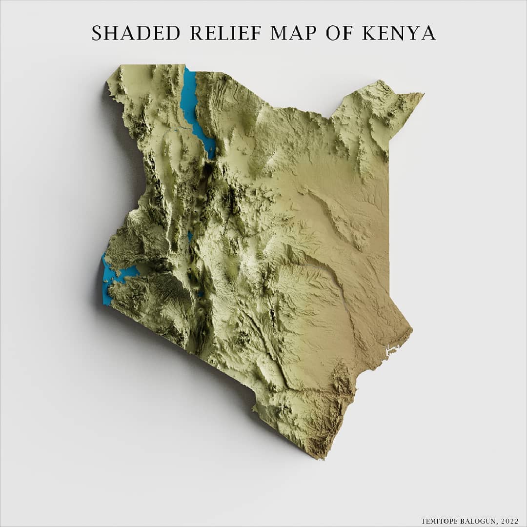 Buy Shaded Relief Map Of Kenya by Balogun Temitope on Selar