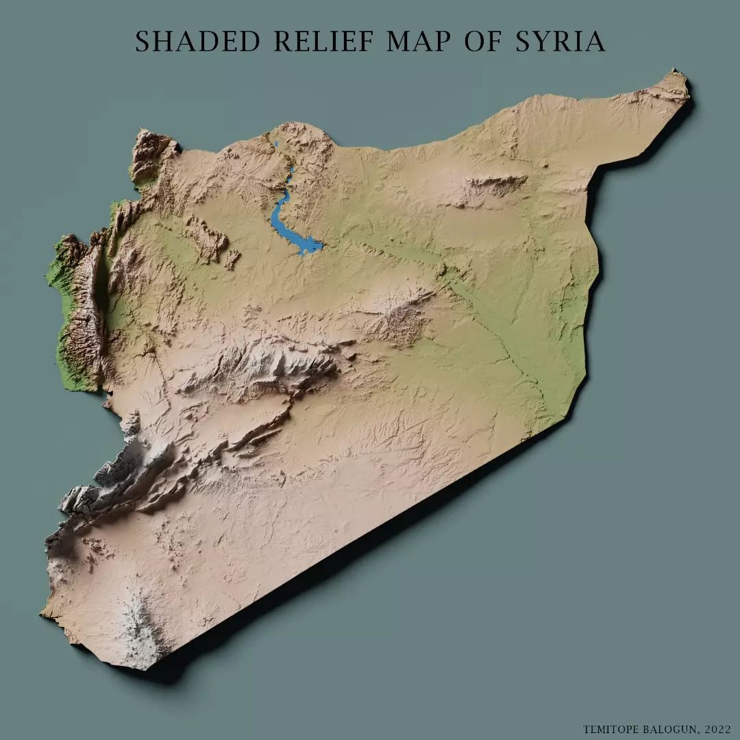 Buy Shaded Relief Map Of Syria by Balogun Temitope on Selar