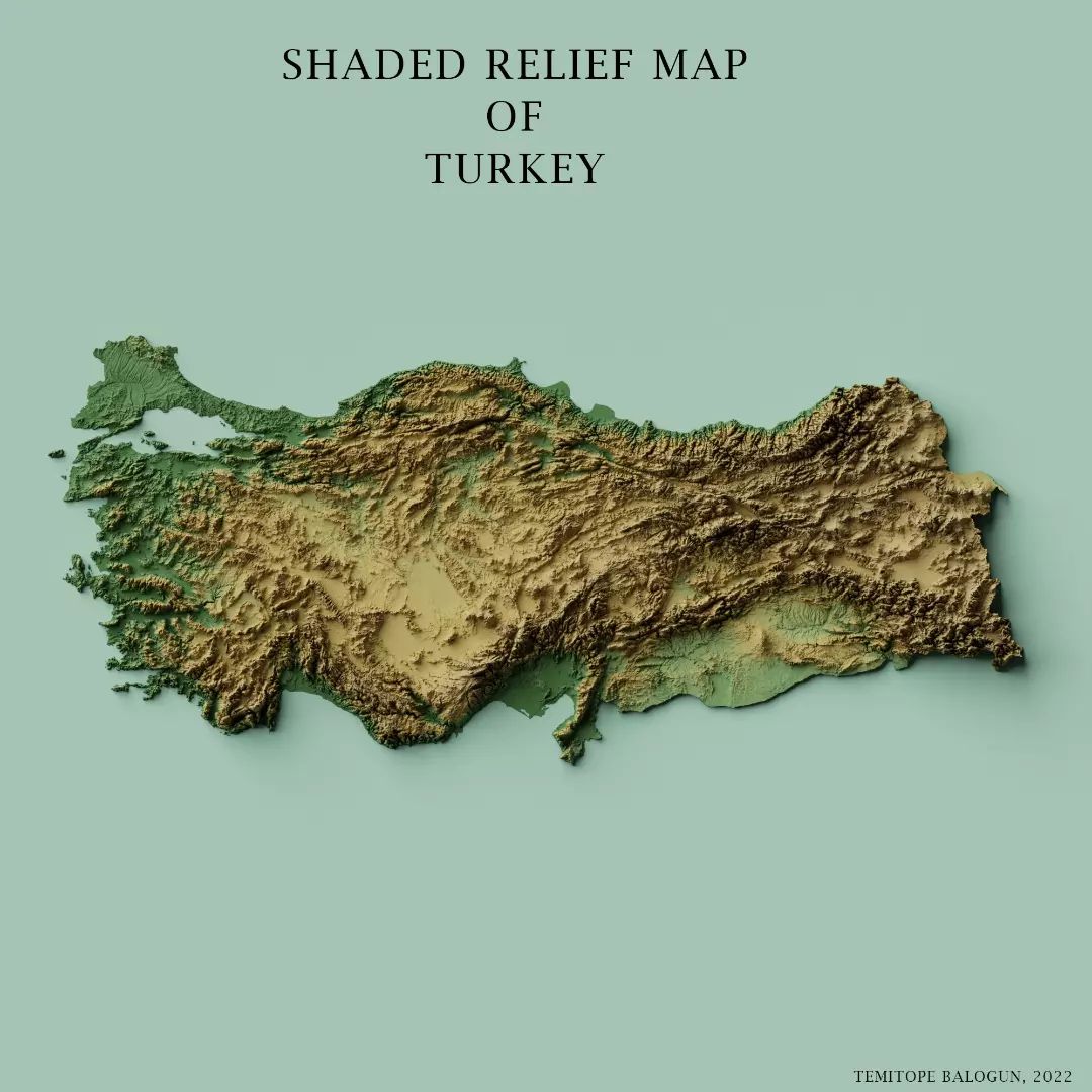 Buy Shaded Relief Map Of Turkey by Balogun Temitope on Selar